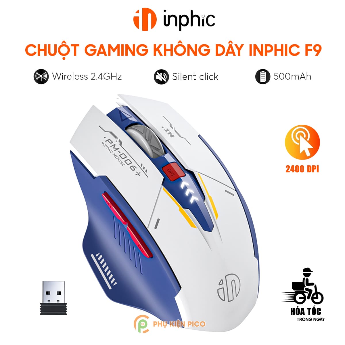 Chuột không dây Bluetooth Wireless gaming văn phòng P1 W1 F1 A1 F9 A9 W9 PG1 chính hãng Inphic ...