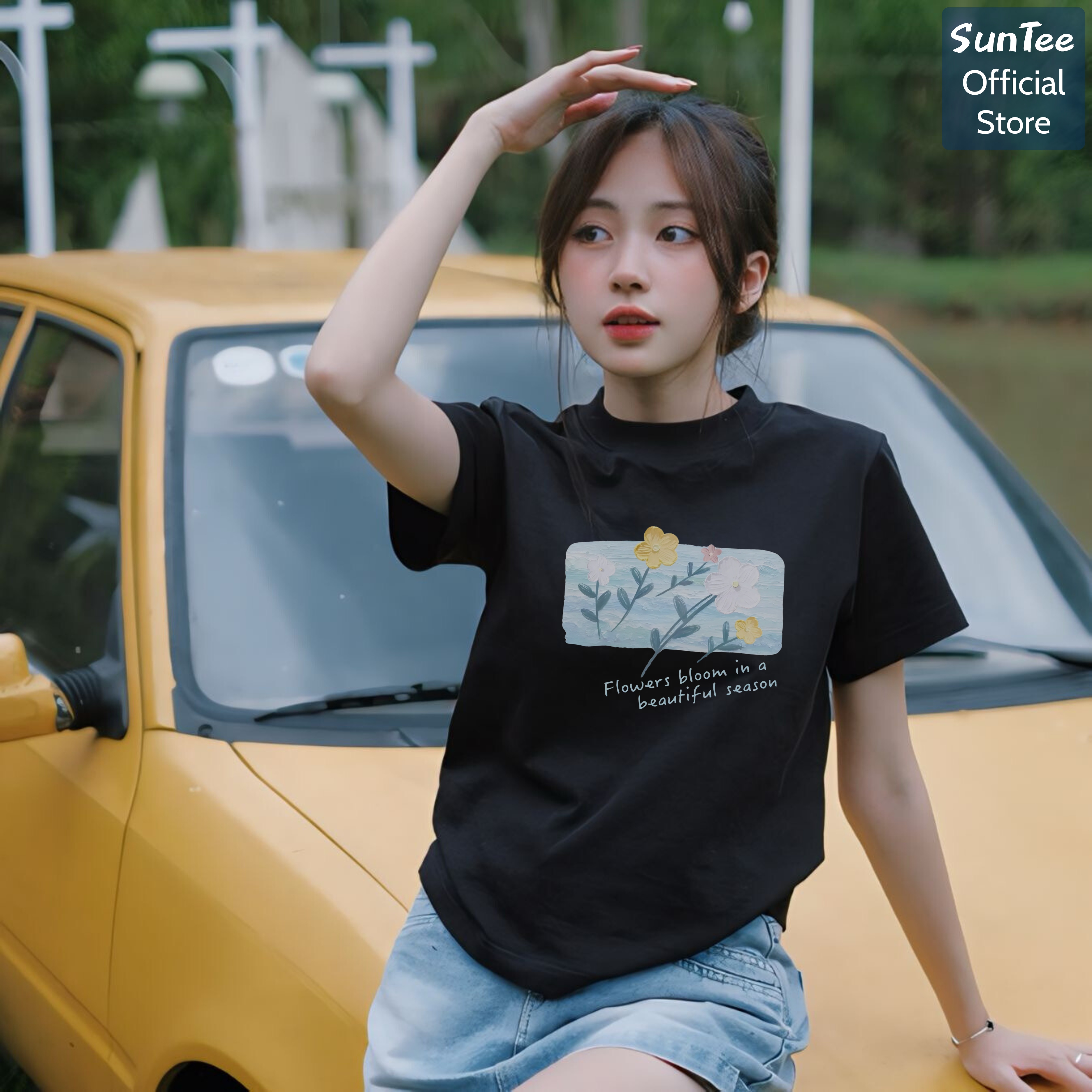 Áo thun nữ form vừa SUNTEE STFV547 phong cách basic in hình 047 vải cotton 250GSM cao cấp thoáng ...