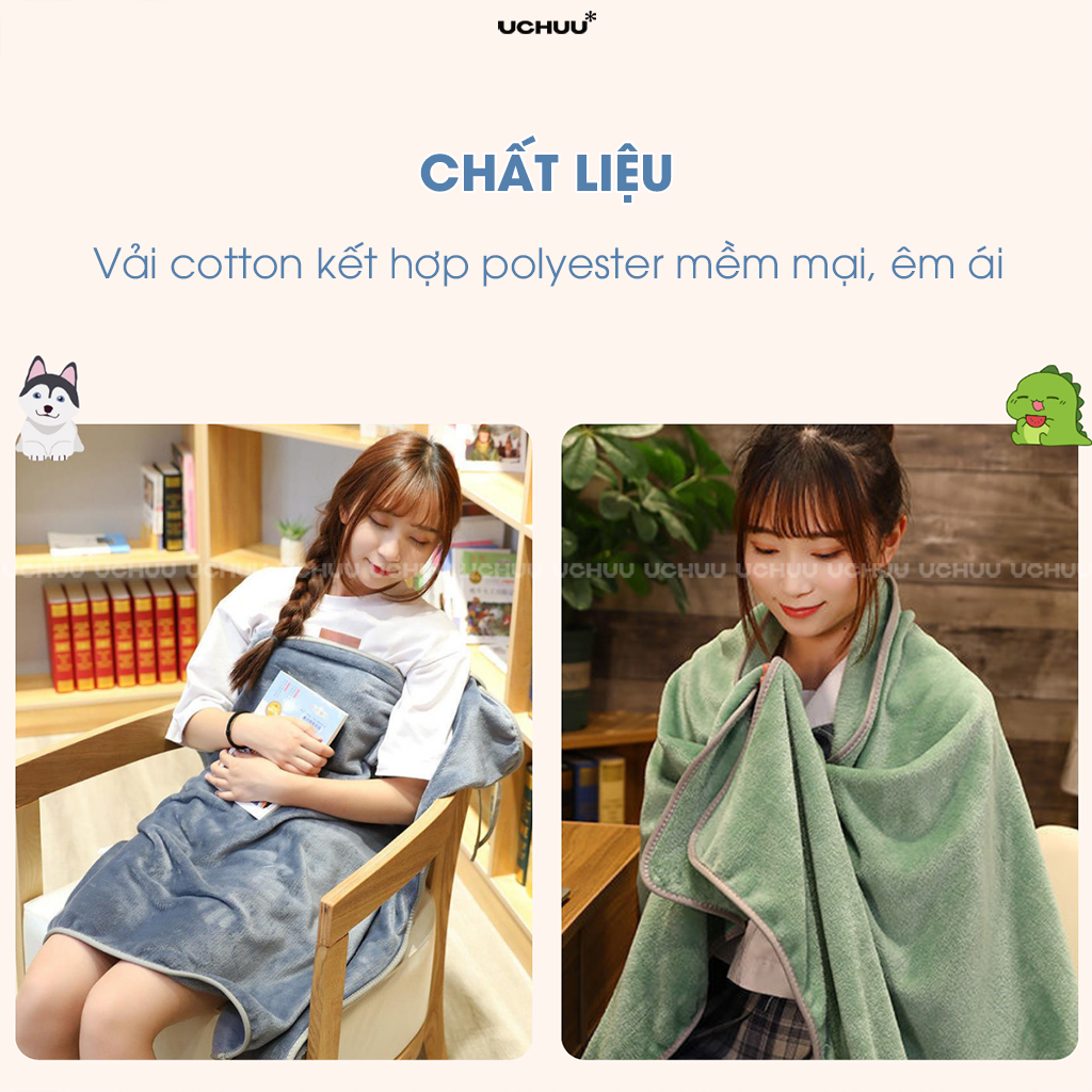 Chăn Văn Phòng UCHUU Mền Ngủ Trưa Gấp Gọn Có Nút Bấm, Chăn Lông Thêu ...
