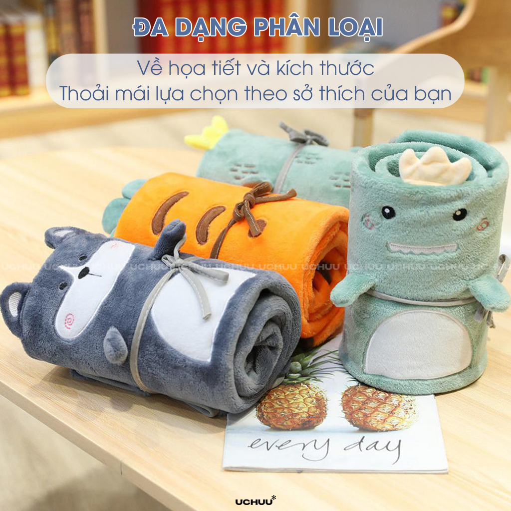 Chăn Văn Phòng UCHUU Mền Ngủ Trưa Gấp Gọn Có Nút Bấm, Chăn Lông Thêu ...