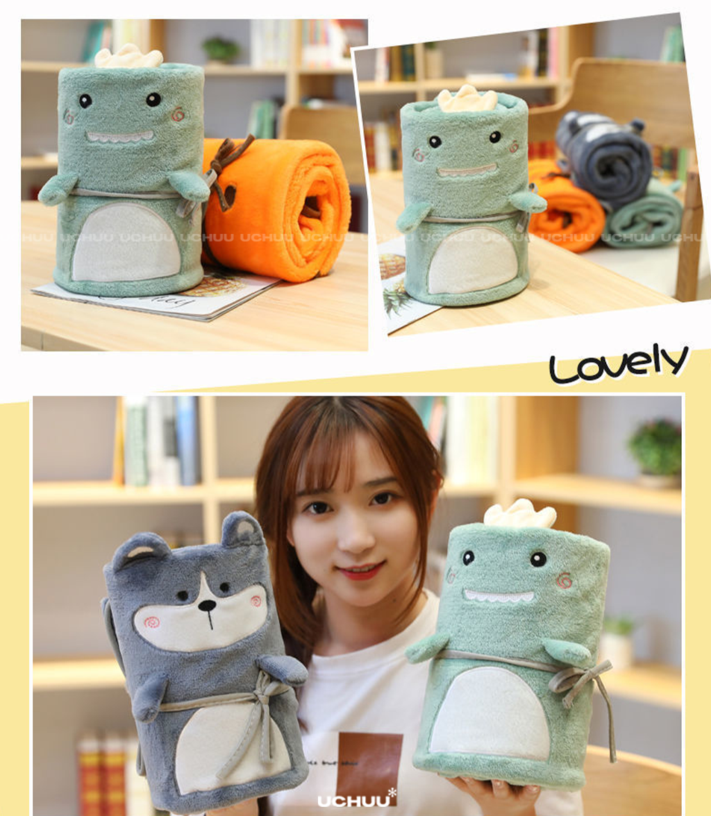 Chăn Văn Phòng UCHUU Mền Ngủ Trưa Gấp Gọn Có Nút Bấm, Chăn Lông Thêu ...