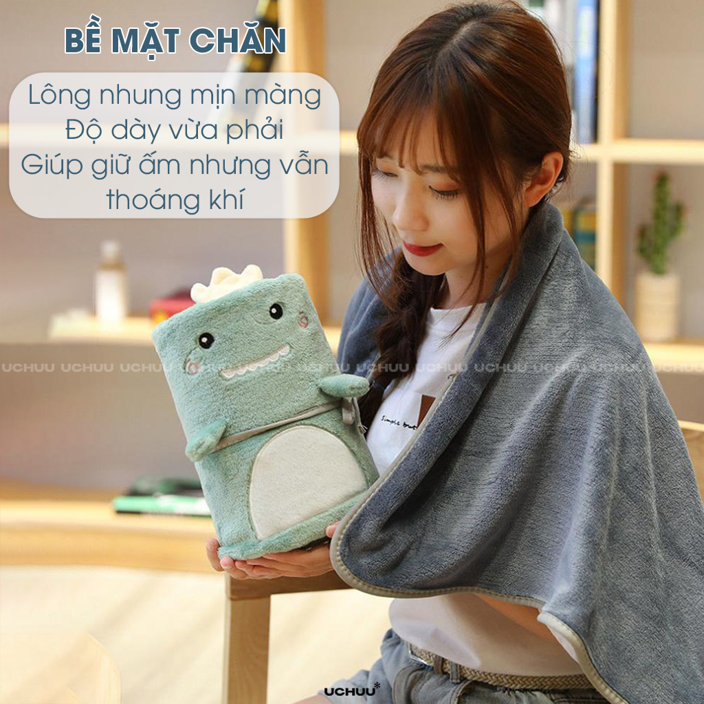 Chăn Văn Phòng UCHUU Mền Ngủ Trưa Gấp Gọn Có Nút Bấm, Chăn Lông Thêu ...