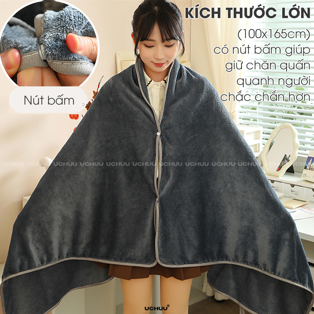 Chăn Văn Phòng UCHUU Mền Ngủ Trưa Gấp Gọn Có Nút Bấm, Chăn Lông Thêu ...