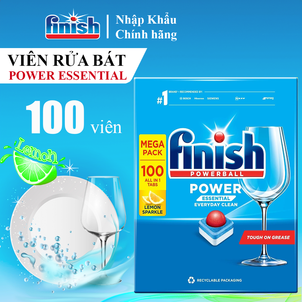 Viên Rửa Chén Bát Hương Chanh Finish Essential Rửa Cực Sạch Nhập Khẩu ...