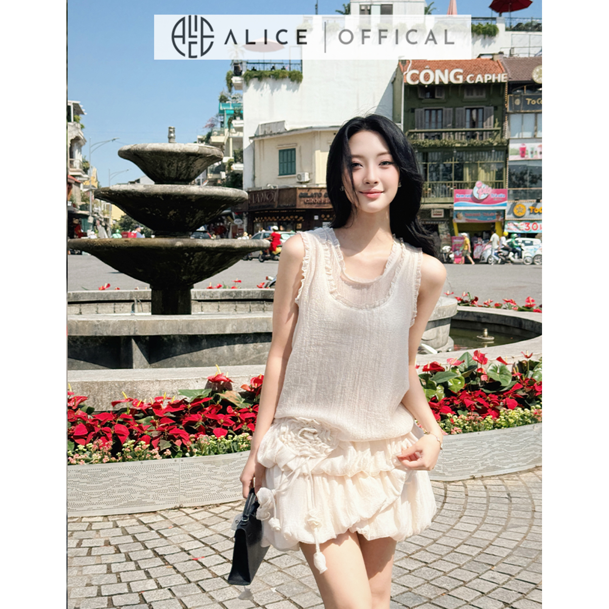 Váy Ngắn Tiểu Thư Alice Không Tay Chất Tơ Hàn Dáng Bí Phối Nơ Có Chun ...