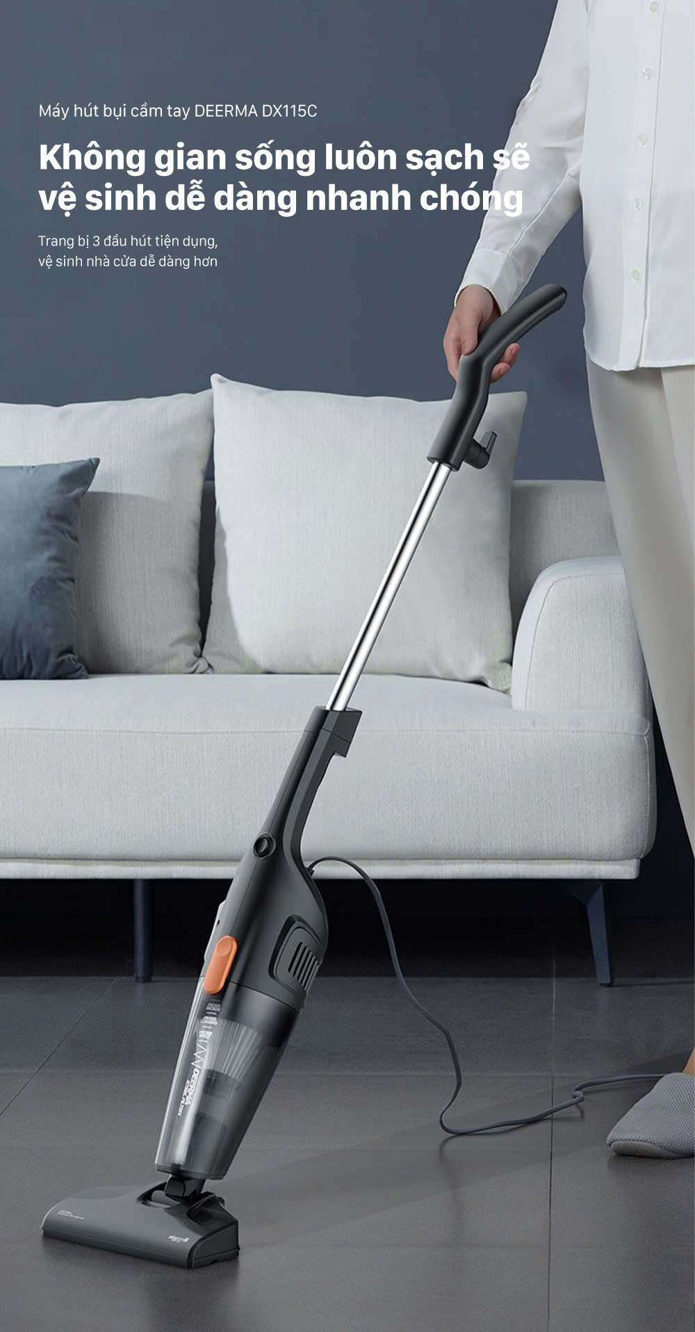 Máy Hút Bụi Cầm Tay Deerma DX115C/DX118C SEA Công Suất 600W Lực Hút ...