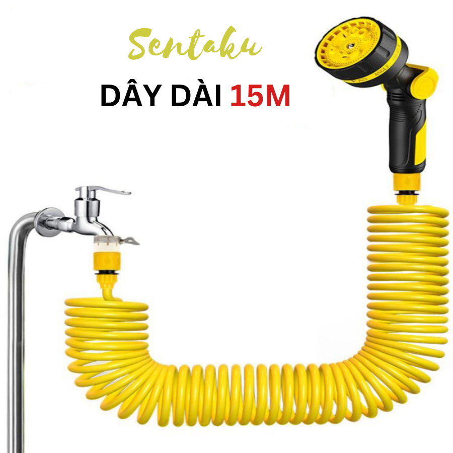 Bộ Vòi Tưới Cây Sentaku 10 Chức Năng Dây Co Dãn Rút Gọn 10M-15M,Đầy Đủ ...