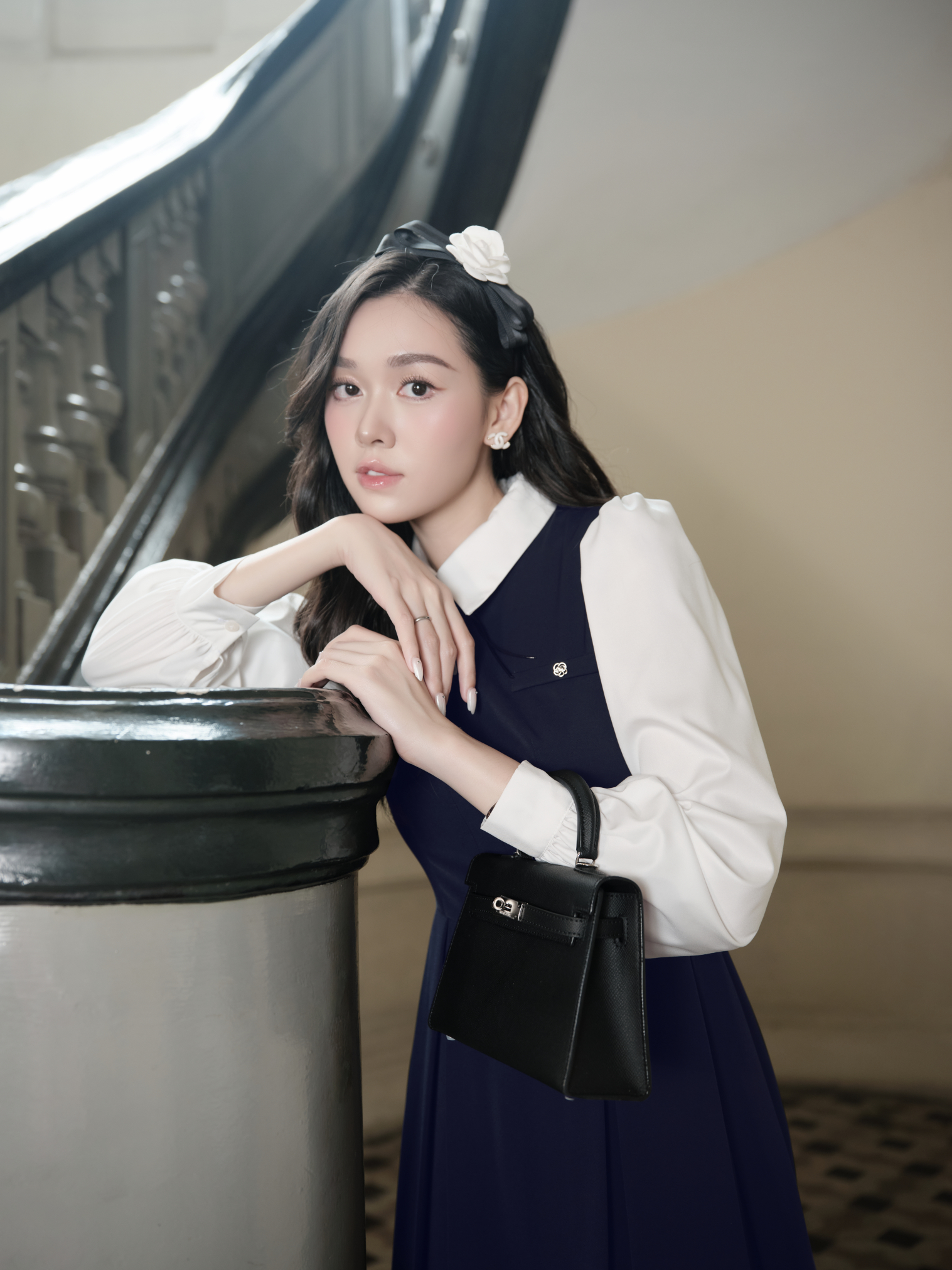 Váy dáng A phối cổ đức kèm nơ THƯƠNG HIỆU CALIE HOUSE VA434 | Shopee ...