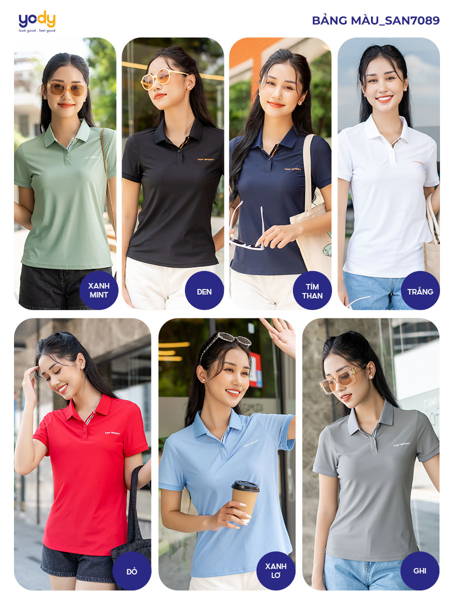 Polo Nữ Yody Sport Phối Nẹp, Aó thun thể thao thoáng mát, đàn hồi,áo ...