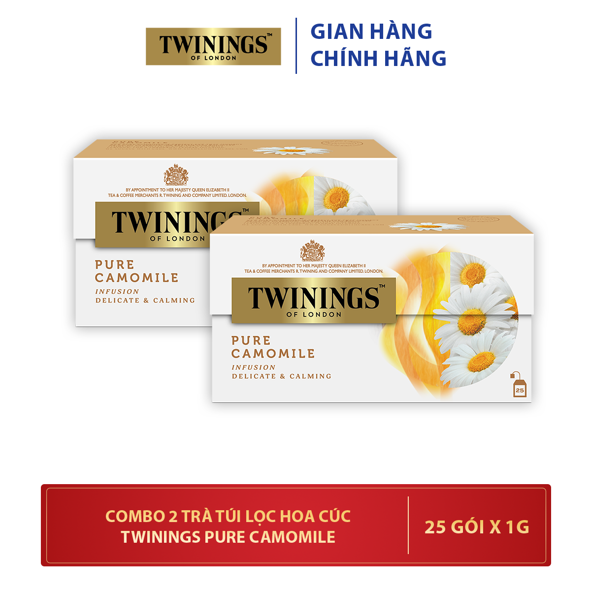 Combo 2 Trà Túi Lọc Hoa Cúc Twinings Pure Camomile - Hộp 25 Gói 1G ...