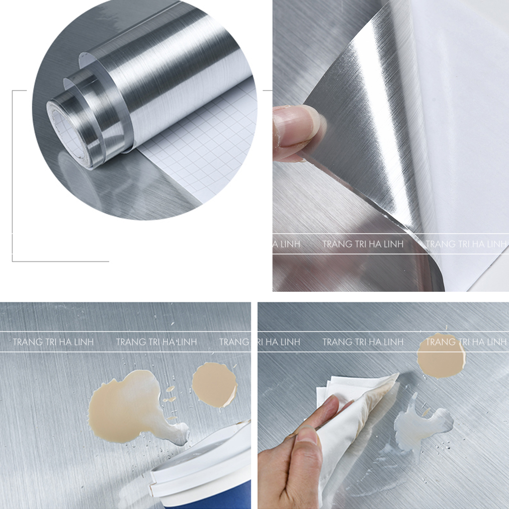 Decal nhôm xước dán tủ lạnh màu inox chống nước sẵn keo bóc dán khổ 1 ...