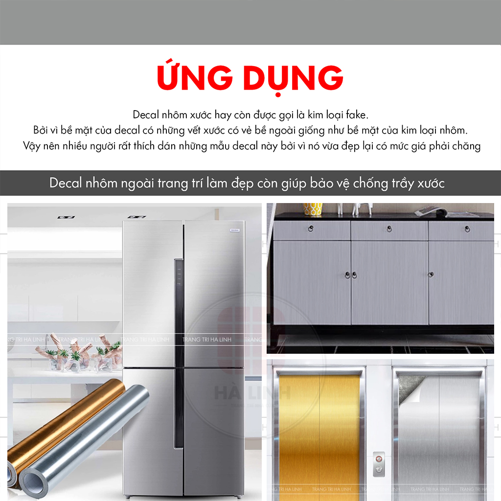Decal nhôm xước sẵn keo bóc dán màu kim loại inox dán tủ lạnh đơn giản ...