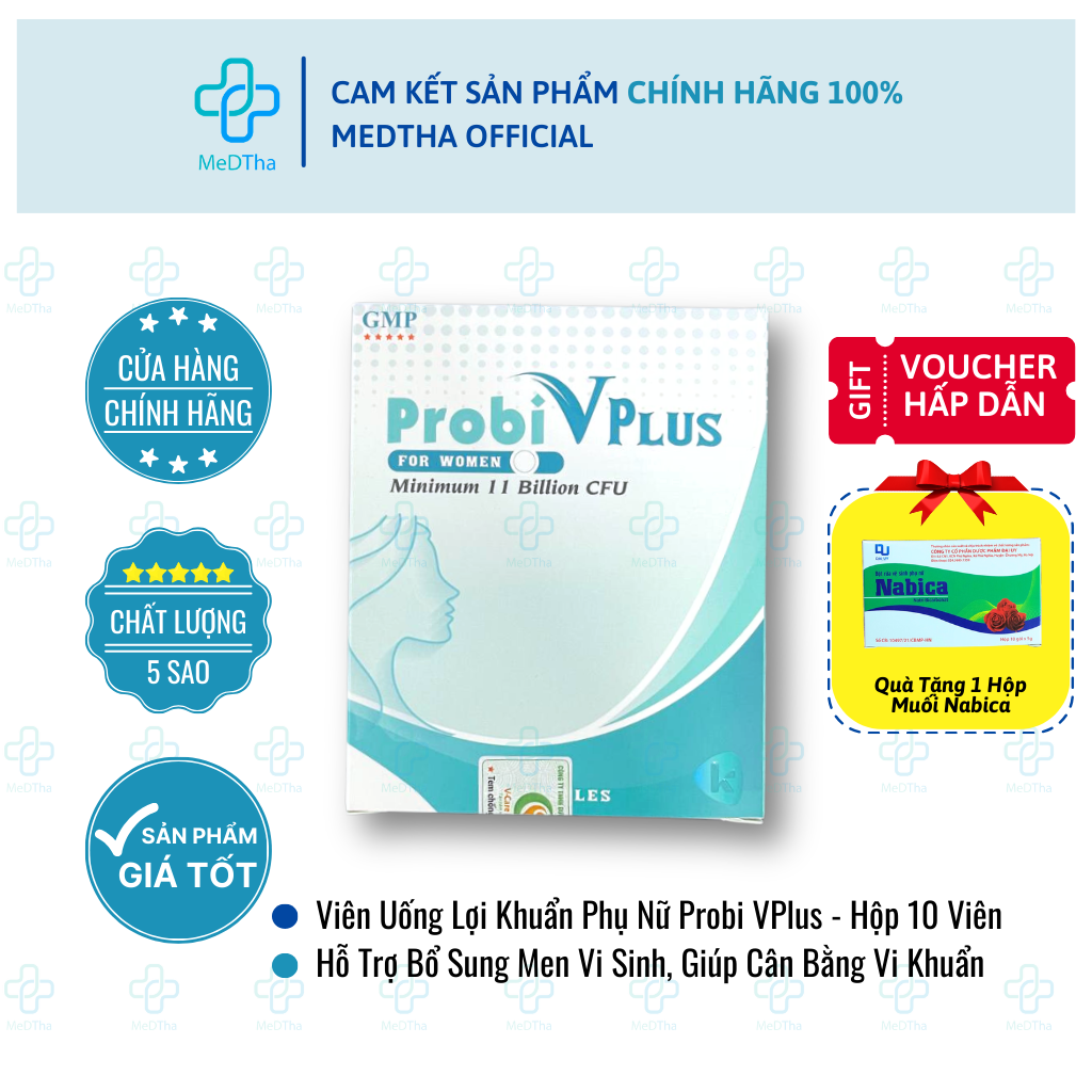 Probi VPlus - Men Vi Sinh Phụ Khoa, Bổ Sung Lợi Khuẩn Vùng Kín, Phòng Nấm Ngứa, Tạp Khuẩn (Hộp ...