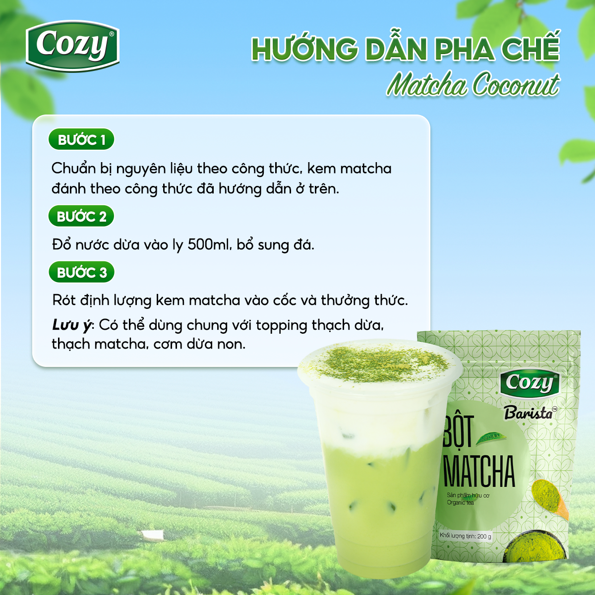 Bột Matcha Cozy Organic Tea 200gr Thơm Vị Trà Xanh Dịu Nhẹ, Dễ Uống ...
