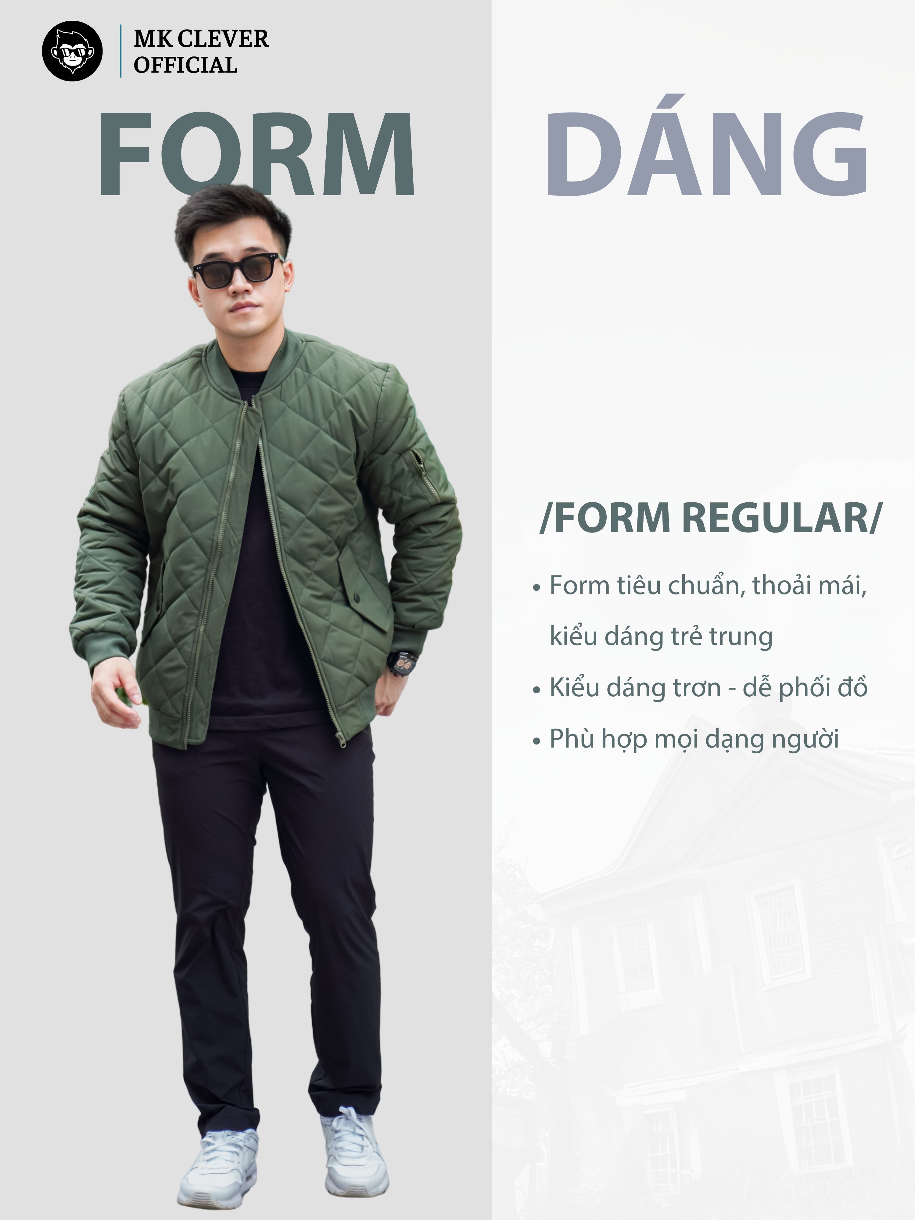 Áo khoác bomber nam Rafa MK CLEVER trần bông quả trám 3 lớp dày dặn ấm ...