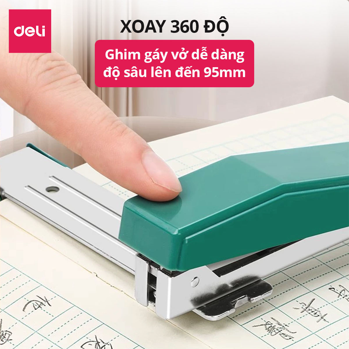 [tẶng KÈm Ghim] Dập Ghim Ghim Bấm Xoay Chiều 360 độ 100 Trang Deli Cao