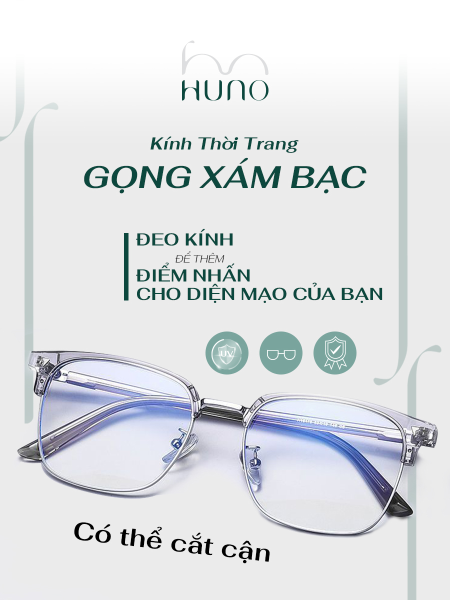 Kính mắt nam nữ gọng trong HUNO, Gọng kính khung kim loại kiểu dáng trẻ trung cá tính - K98 ...