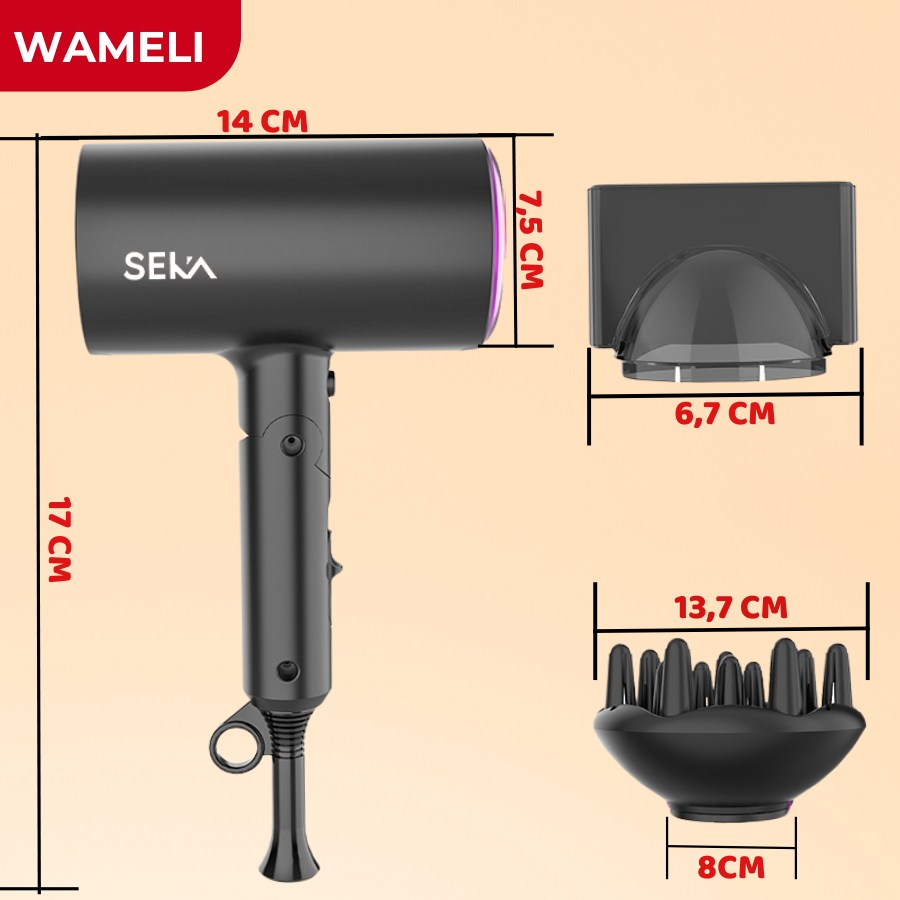 Máy sấy tóc Seka SK2008-SK2200 công suất 1200W-2200W mini gấp gọn cao ...