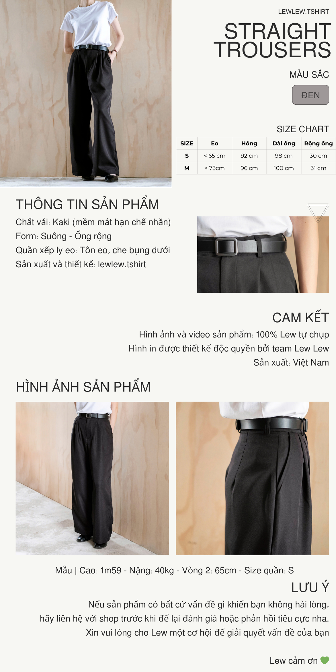 Quần dài nữ ống rộng lưng cao dáng suông, QUẦN TÂY Straight Trousers ...