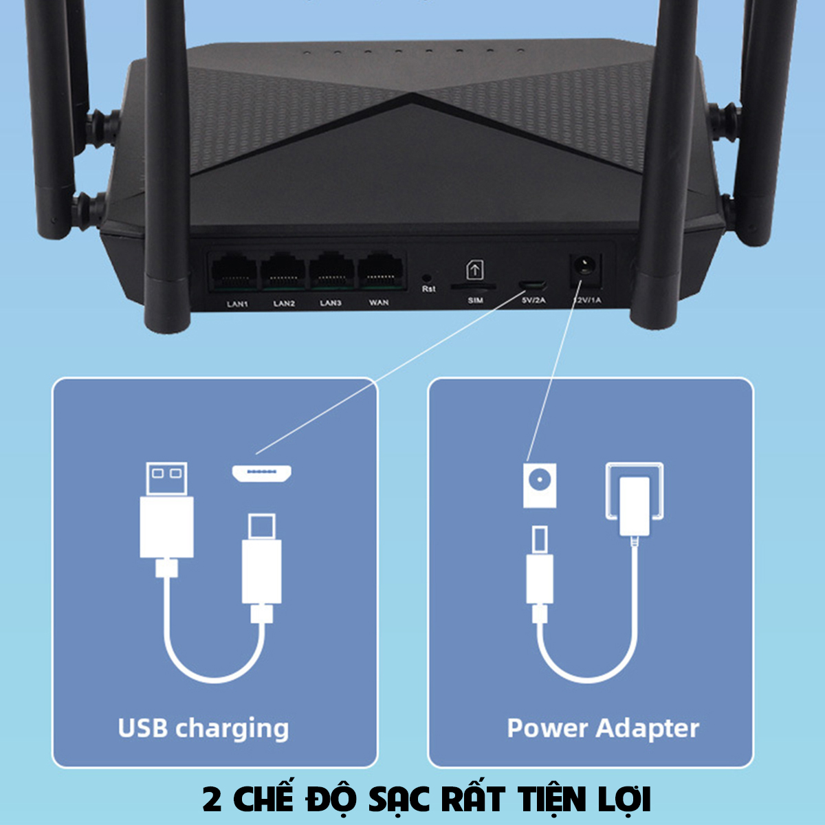 Cục phát wifi từ sim 4G LTE B618 có 4 cổng WAN/LAN, 6 ăngten Siêu Khỏe ...
