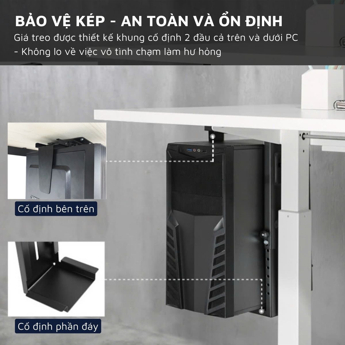 Giá treo PC, giá đỡ CPU gắn bàn DandiHome có thể điều chỉnh độ rộng/cao ...