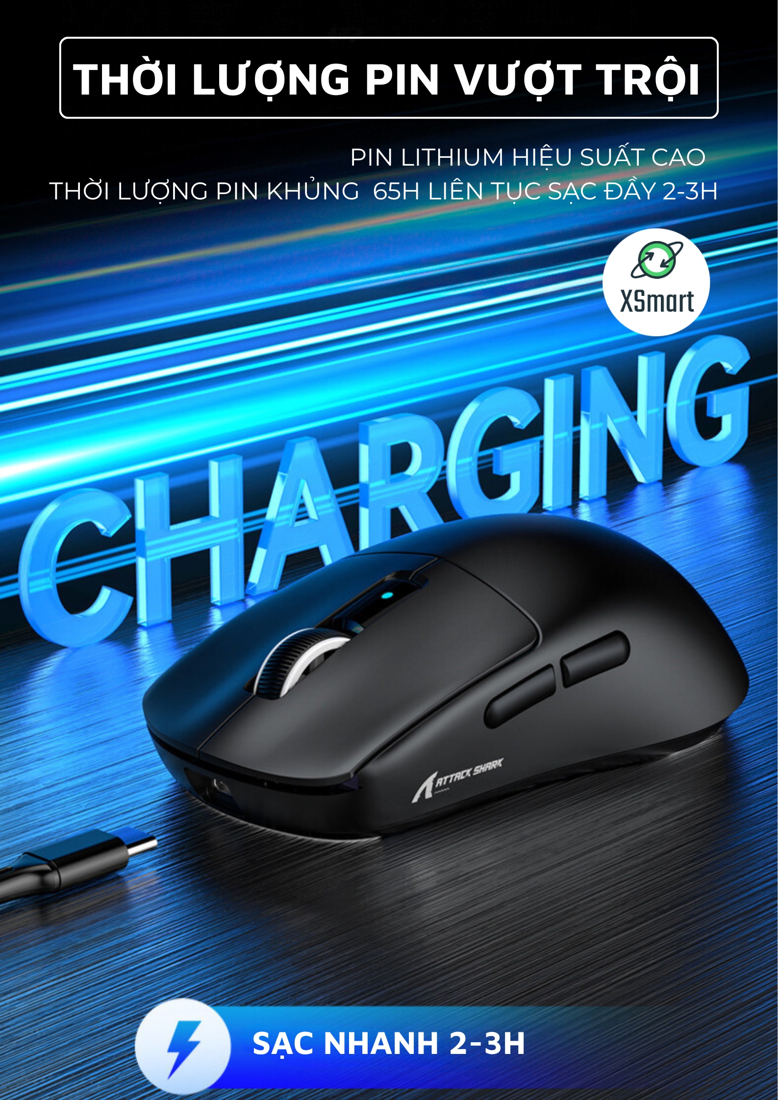 Chuột Gaming Bluetooth Không Dây Attack Shark R6 PAW3950 MAX Siêu Nhẹ ...