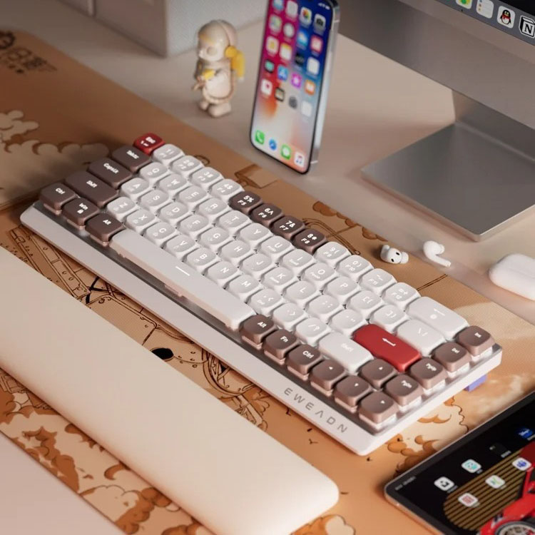 Bàn phím cơ 3 mode low profile Eweadn MK68 led trắng 20 chế độ , red ...