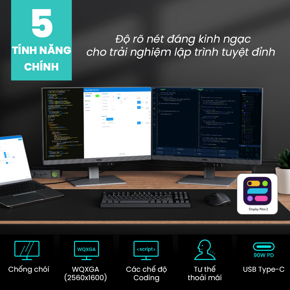 BenQ RD240Q_Màn hình máy tính dành cho lập trình 24.1” WQXGA Chế độ ...