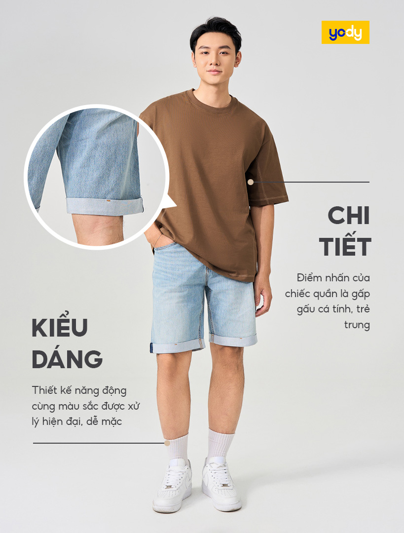 [SALE 70%] Quần sooc jean nam YODY chất liệu denim YIDA cao cấp, co ...