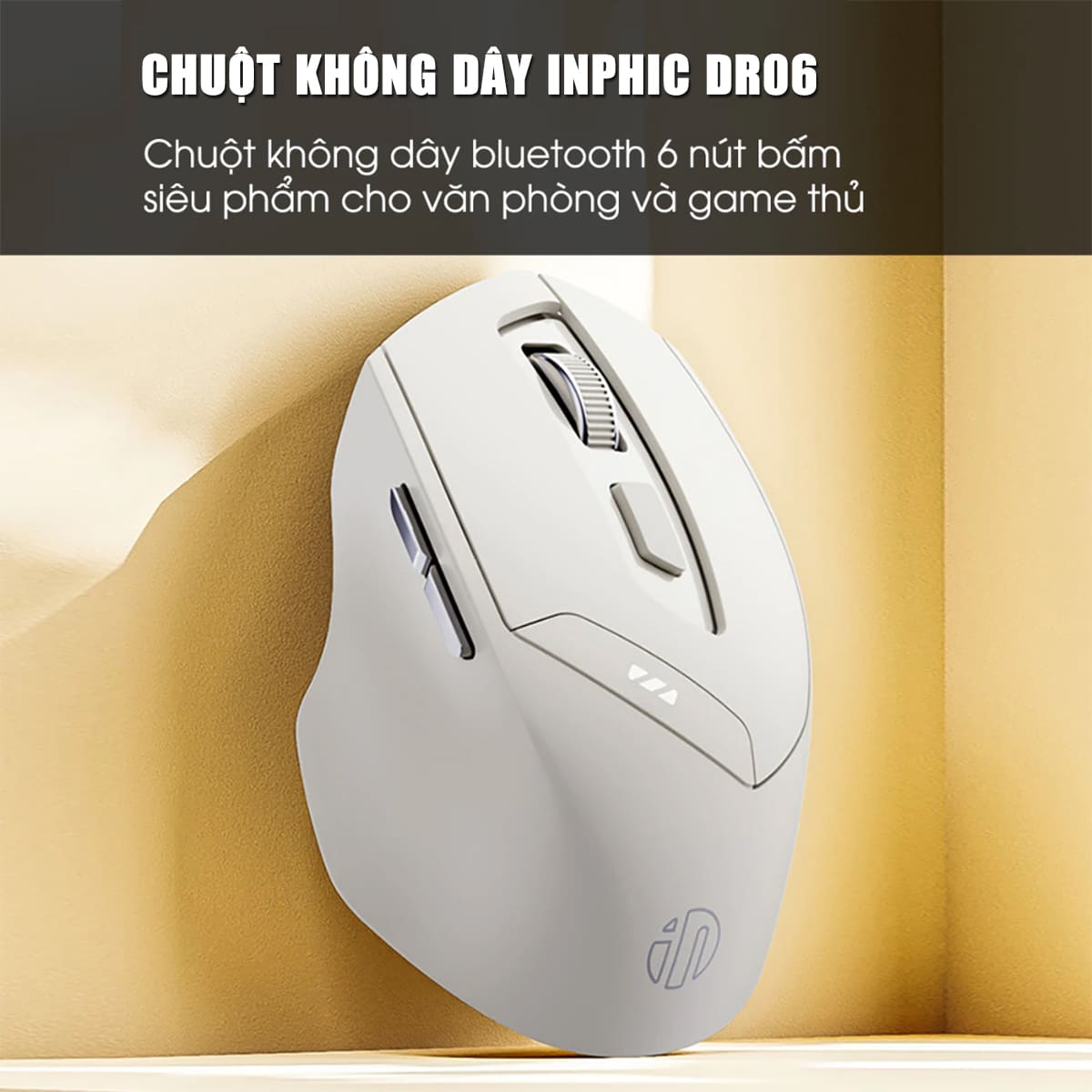 Chuột không dây Bluetooth Gaming Inphic DR6 Silent click 2400 DPI pin sạc 500mAh Bluetooth 5.0 ...