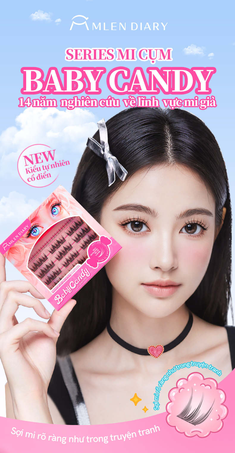 MLEN DIARY Lông Mi Giả Baby Candy Mi Cụm Mềm Mại Và Keo 4in1 Tự Nhiên ...