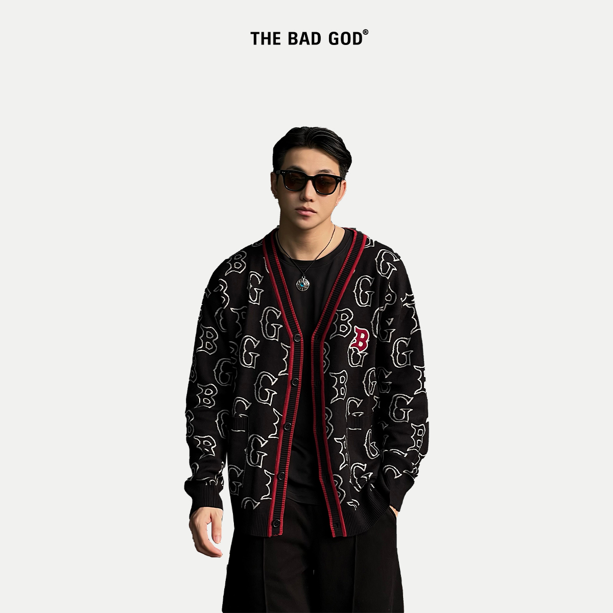 Áo khoác len Cardigan mùa thu đông The Bad God Red Line | Shopee Việt Nam