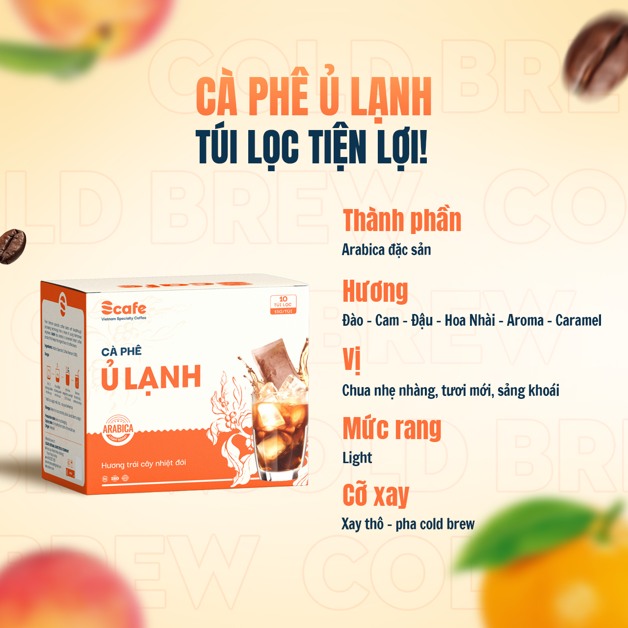 Cà phê Ủ Lạnh Cold Brew Scafe Việt Nam 100% ARABICA Hộp 10Túix20g ...