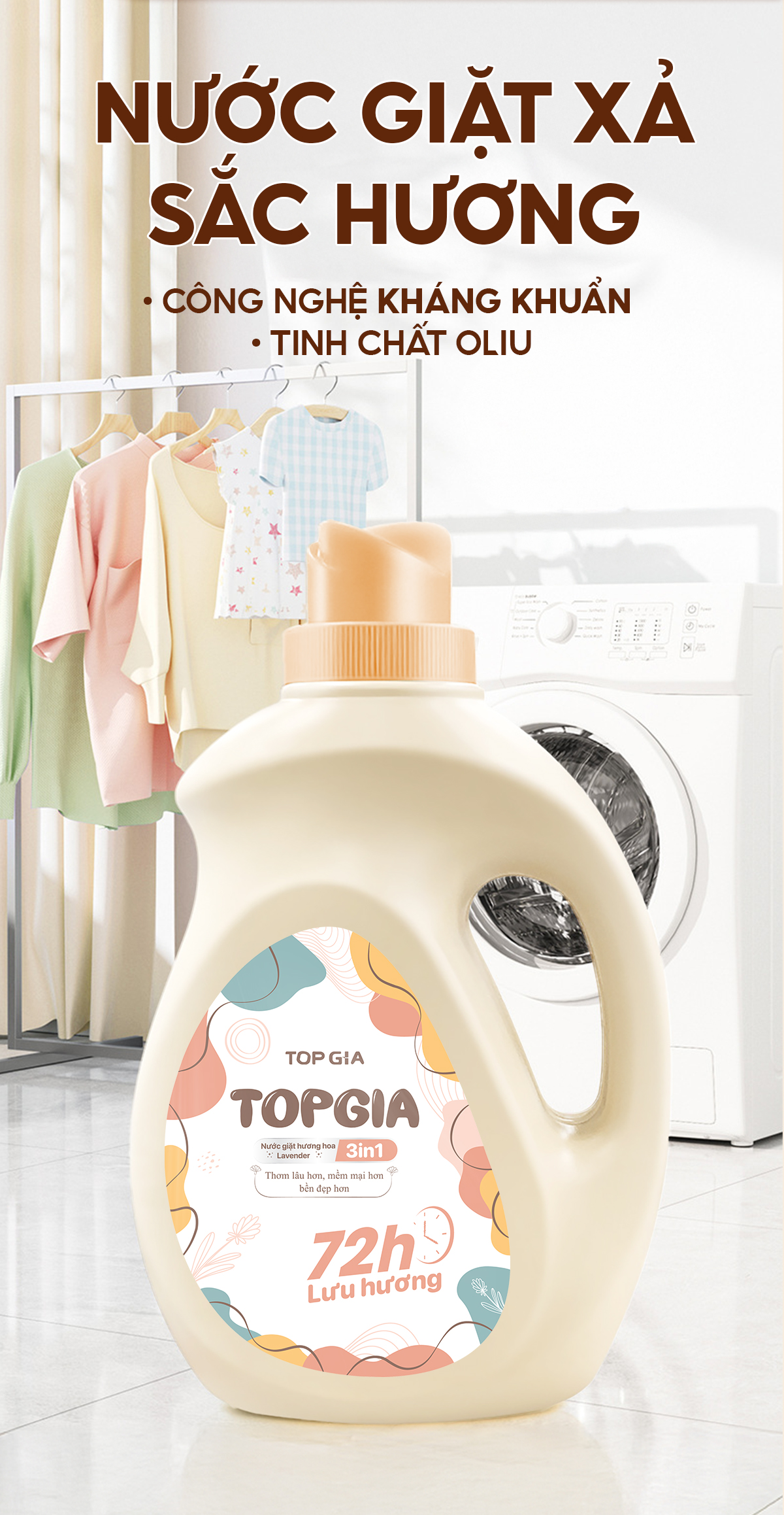 [TOPGIA] Nước giặt xả TopGia dịu nhẹ, an toàn cho da, sạch vết bẩn ...