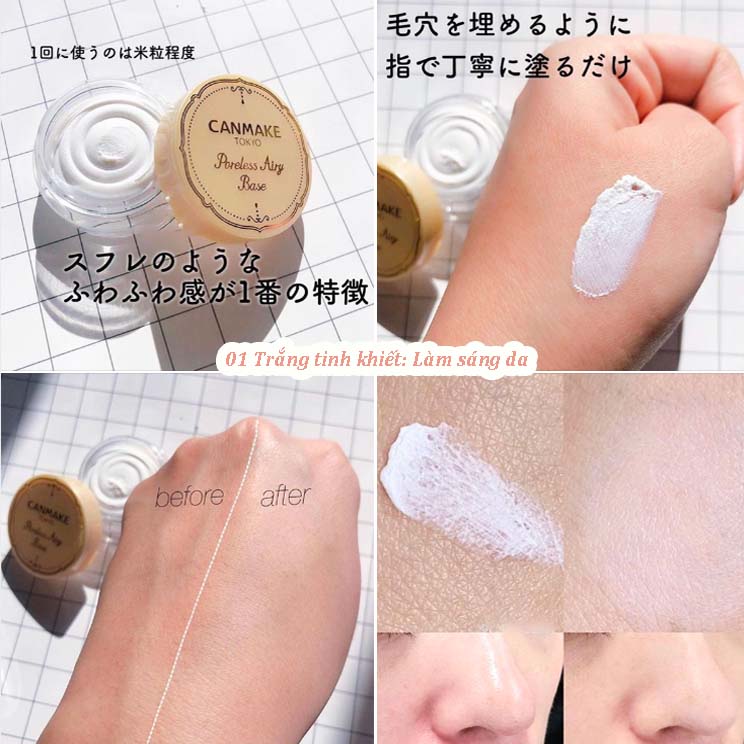 Kem lót che phủ lỗ chân lông thoáng nhẹ Canmake Poreless Airy Base 9g ...
