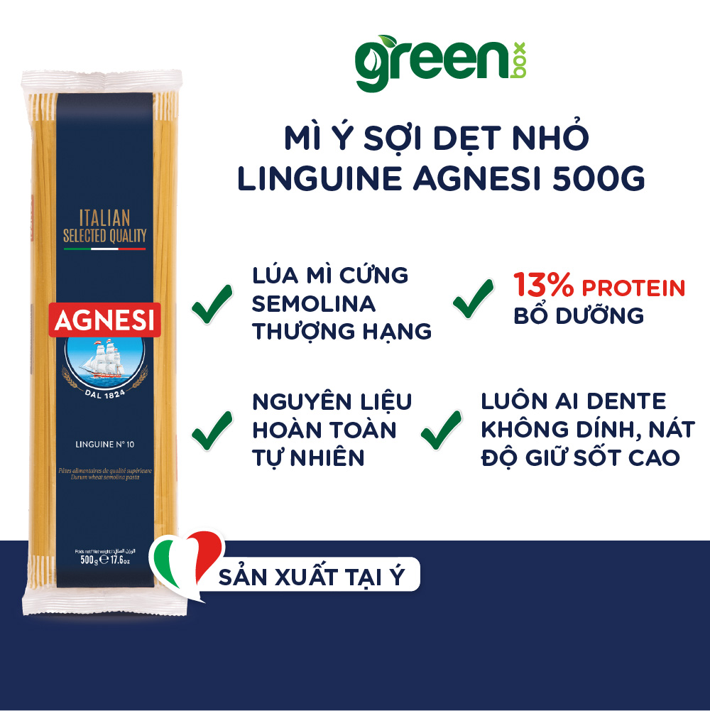 Mì ý Linguine làm từ lúa mì Semolina cao cấp Agnesi Ý 500g nấu ngon với ...