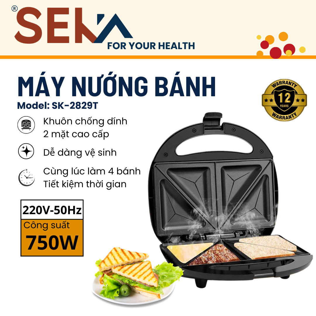 Máy nướng bánh mì SEKA SK 550, máy nướng bánh Sandwich chống dính tốt bảo hành 12 tháng | Shopee ...