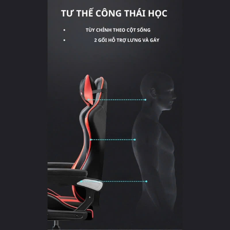 Ghế Gaming kiểu dáng công thái học giúp thoải mái trong thời gian dài ...