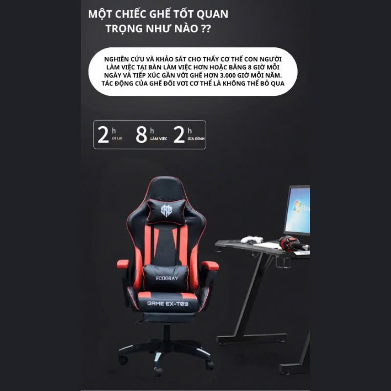 Ghế Gaming kiểu dáng công thái học giúp thoải mái trong thời gian dài ...