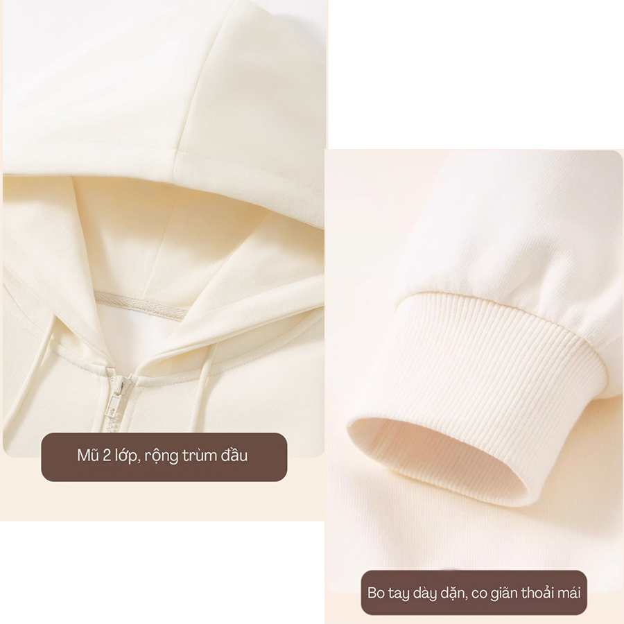 Áo Hoodie Zip Nam Nữ Unisex By PEABOO Mã HZ02 Monster Mix Màu Chất Nỉ ...