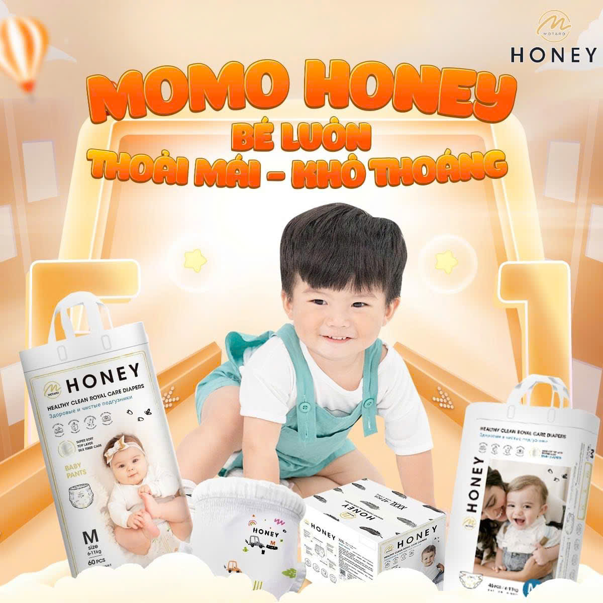 Bỉm quần/dán MOMO NATURE/ HONEY hữu cơ cao cấp quần/dán size S64/ M60 ...