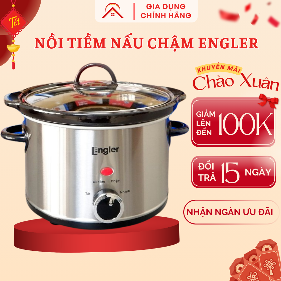 Nồi tiềm nấu chậm Engler EL9116 dung tích 2.5L công suất 160W lòng sứ ...
