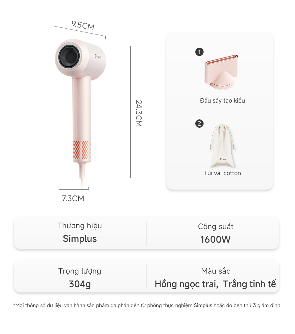 Simplus Máy Sấy Tóc Hyper-SIM LE Tốc Độ Cao 200 Triệu Ion Âm CFJH010 - Bảo Hành 1 Năm 1 Đổi 1 ...