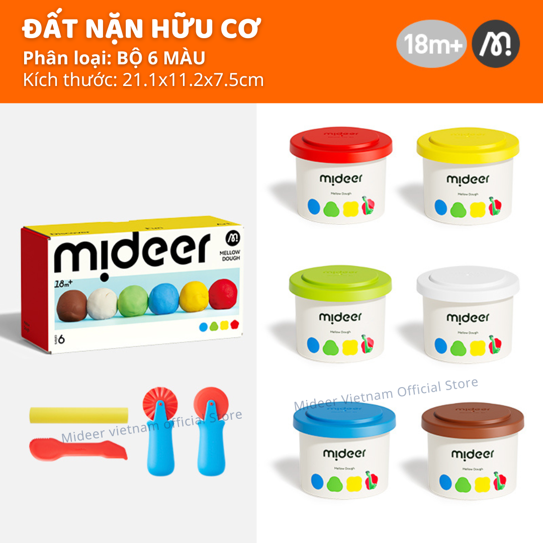 Đất nặn an toàn cho bé hữu cơ không dính tay mideer Mellow Dough Clay ...