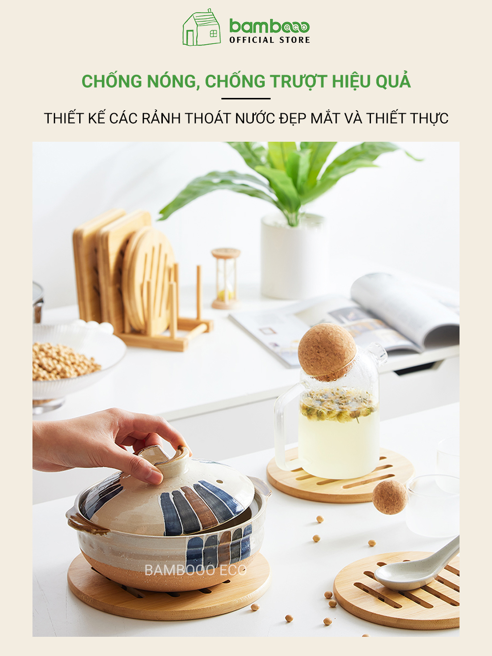 Miếng lót nồi gỗ tre BAMBOOO ECO cách nhiệt chống trầy mặt bàn | Shopee ...