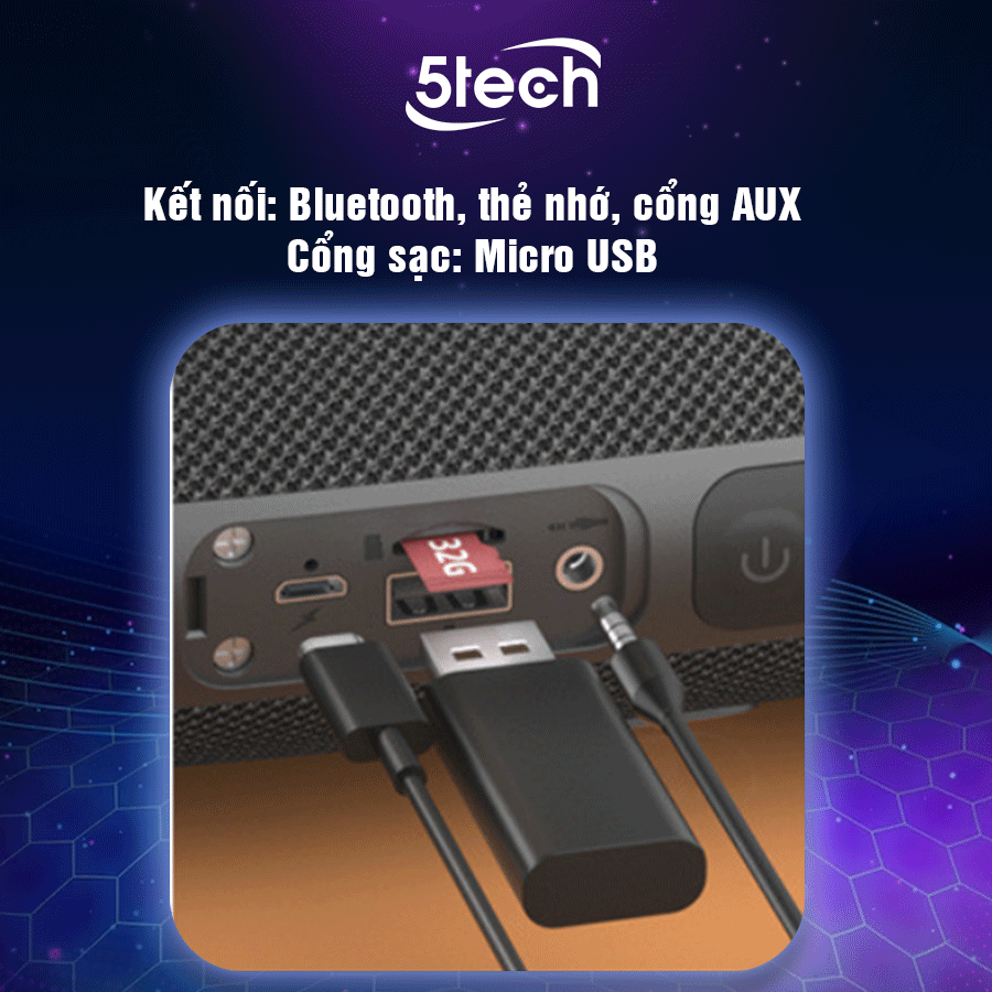 Loa bluetooth 5TECH BS3 chính hãng, loa nghe nhạc cầm tay LED RGB âm thanh sống động mạnh mẽ ...