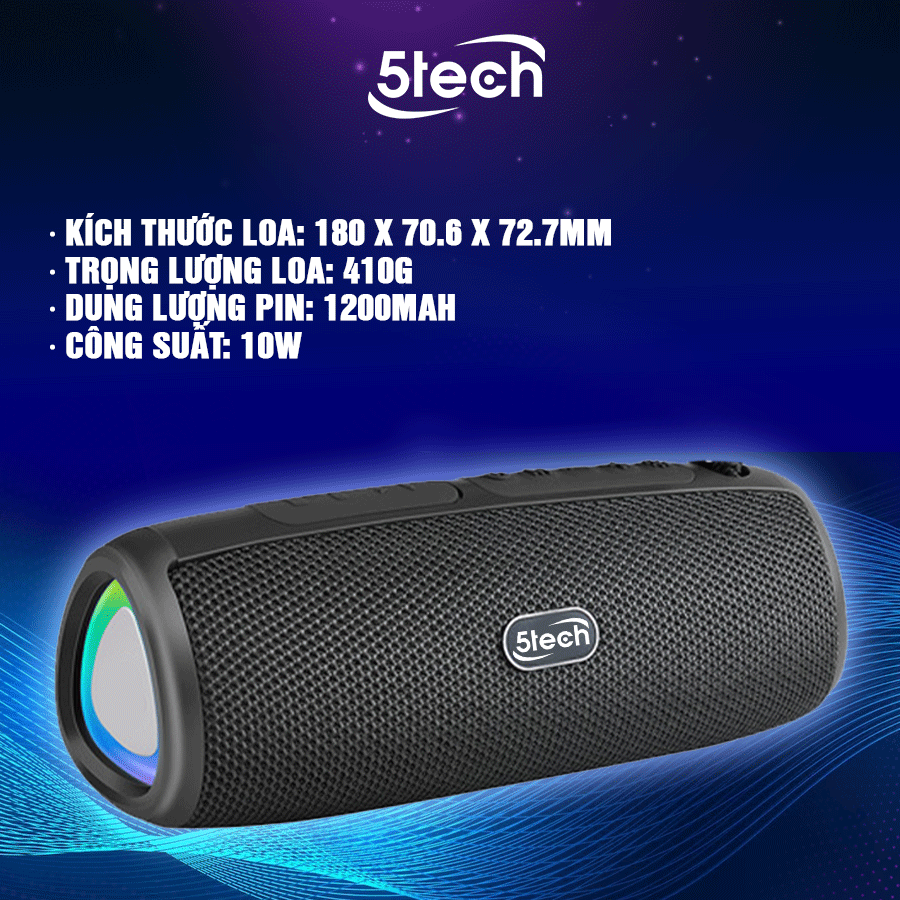 Loa bluetooth 5TECH BS3 chính hãng, loa nghe nhạc cầm tay LED RGB âm thanh sống động mạnh mẽ ...