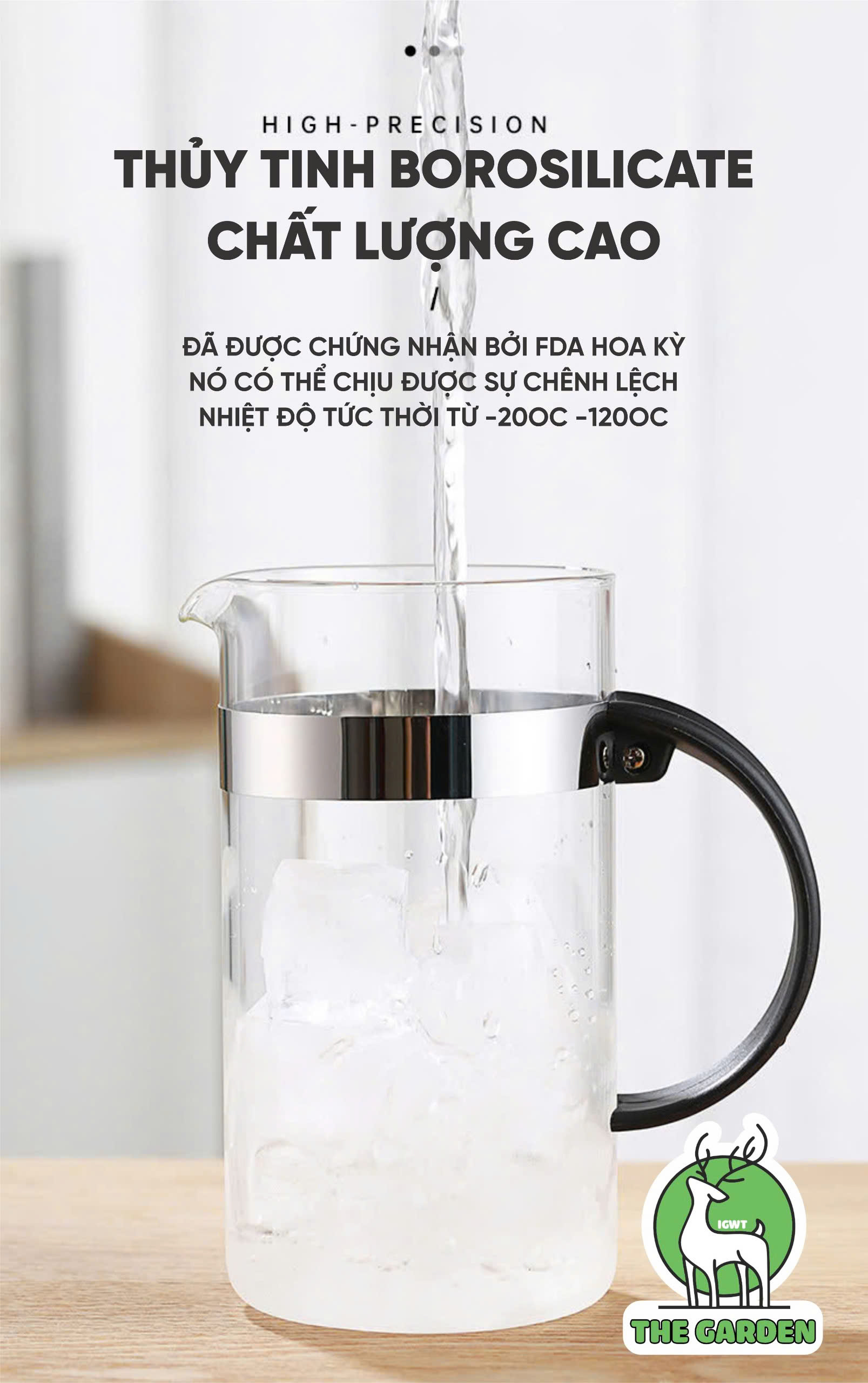 Phin pha cà phê French Press THE GARDEN dung tích 350ml 600ml chất liệu ...