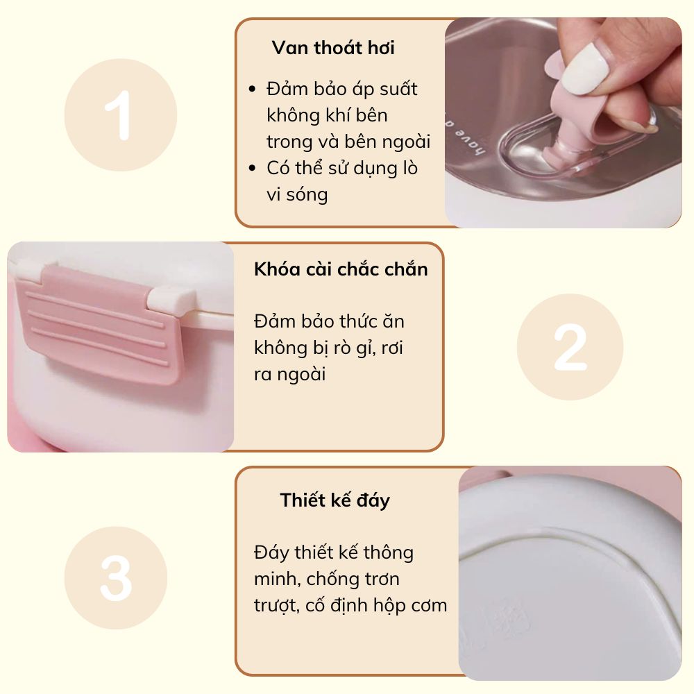 Bộ Hộp Đựng Cơm Giữ Nhiệt SHIKUMI Chia 2 Ngăn Bento Cute Inox304 - Túi ...