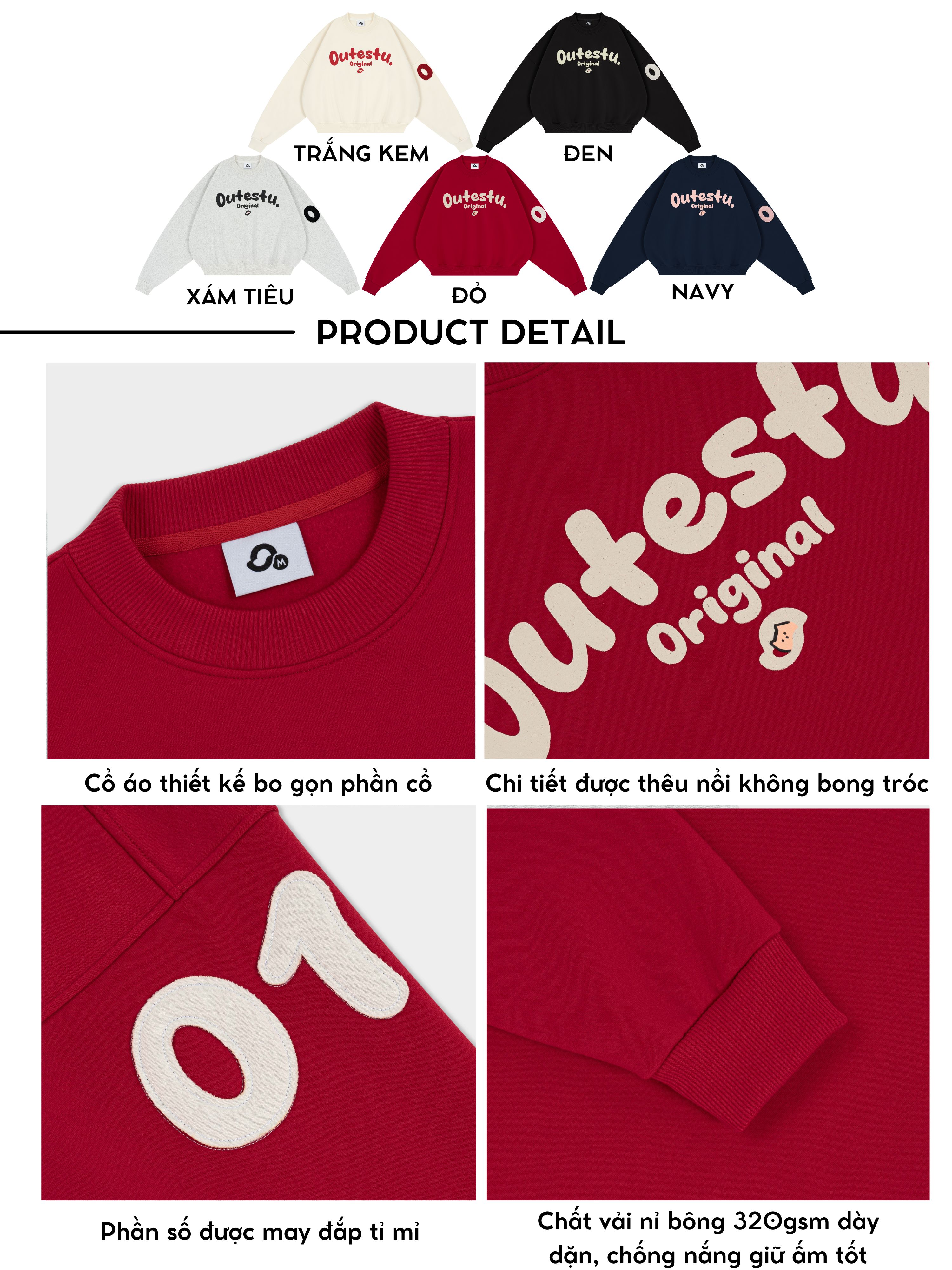 Áo Sweater Outerity 01 Form Rộng Boxy / Nỉ Bông Dày Dặn Unisex Nam Nữ ...